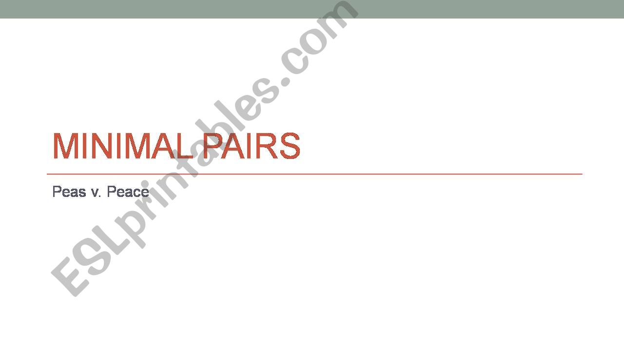 ESL - English PowerPoints: PPT: Minimal Pairs Practice w/pictures [peas v. peace]